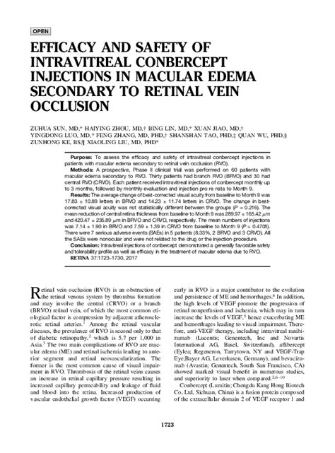 Pdf Efficacy And Safety Of Intravitreal Conbercept Injections In
