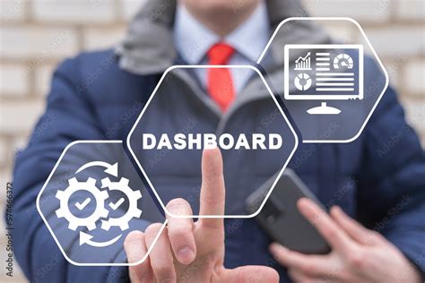 Admin Using Virtual Touchscreen Presses Word Dashboard Concept Of