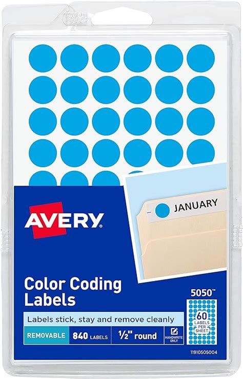Amazon Com Avery Color Coding Removable Labels 1 2 Inch Round Stickers Light Blue Non