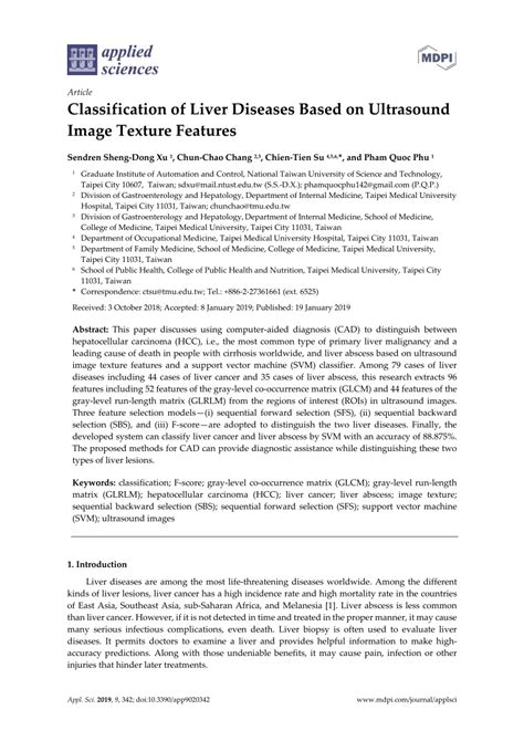 Pdf Classification Of Liver Diseases Based On Ultrasound Image