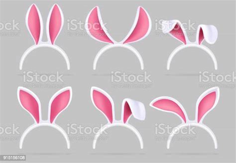 토끼 귀 마스크입니다 부활절 토끼 의상 사진 부스 절연 벡터 세트 개인 장식품에 대한 스톡 벡터 아트 및 기타 이미지 개인 장식품 개체 그룹 귀 부분 Istock