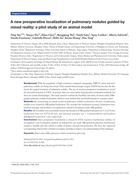 Pdf A New Preoperative Localization Of Pulmonary Nodules Guided By Mixed Reality A Pilot