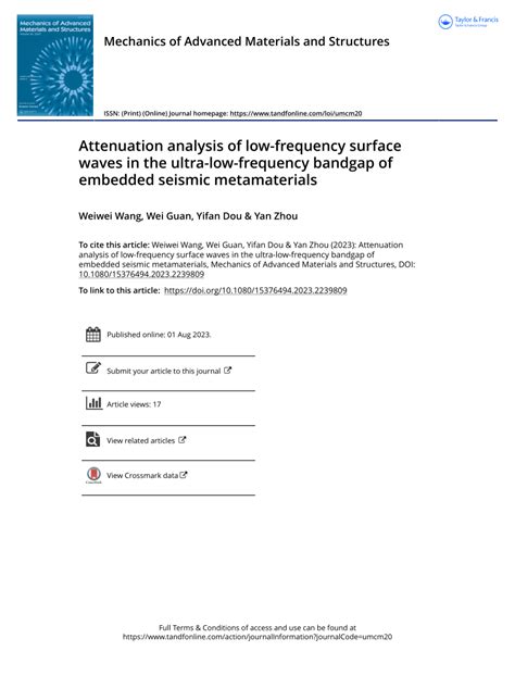 Pdf Attenuation Analysis Of Low Frequency Surface Waves In The Ultra Low Frequency Bandgap Of