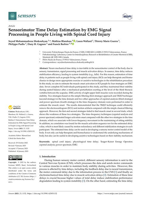 pdf sensorimotor time delay estimation by emg signal processing in