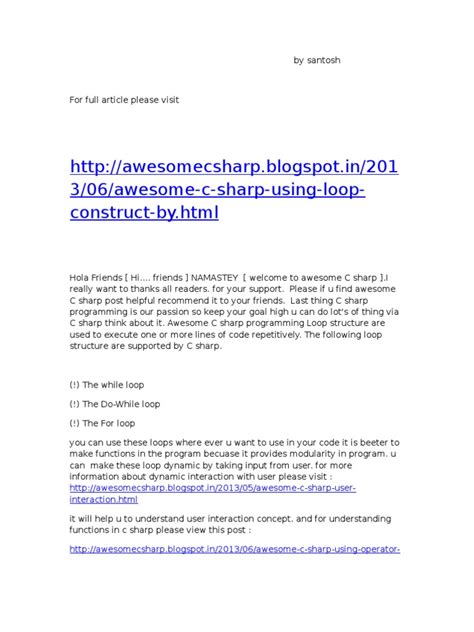 PDF Awesome C Sharp Loops DOKUMEN TIPS