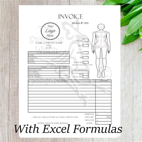 Tailor Invoice Form Template Printable Invoice Form Canva Editable
