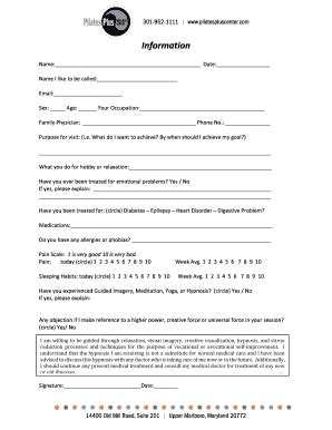 Fillable Online PPWC Form Hypnosis Fax Email Print PdfFiller