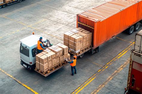 Efficient Cargo Loading And Unloading At A Bustling Shipping Terminal Generative Ai Stock