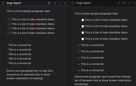 Checkbox And List Indentation Broken Bug Graveyard Obsidian Forum