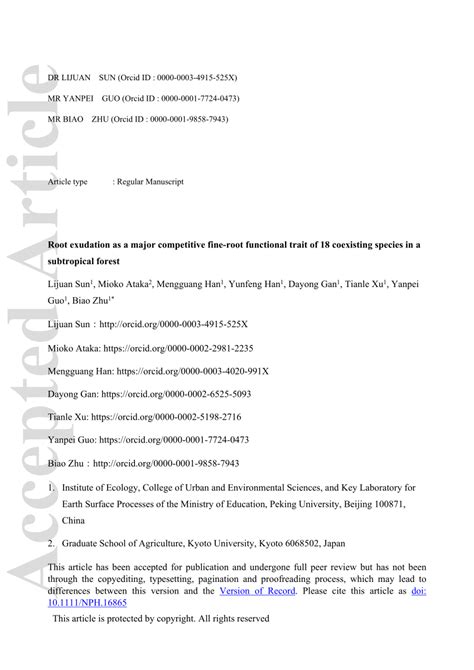 Pdf Root Exudation As A Major Competitive Fine‐root Functional Trait
