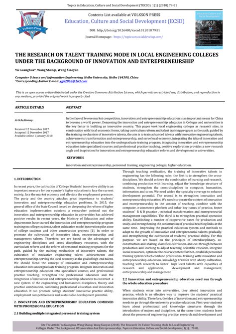 Pdf The Research On Talent Training Mode In Local Engineering Colleges Under The Background Of