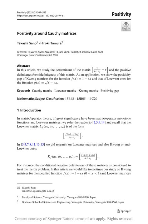positivity around cauchy matrices request pdf