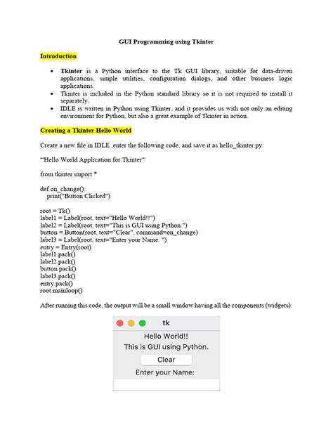 Unit 5 Gui Programming Using Tkinter Pdf Parameter Computer