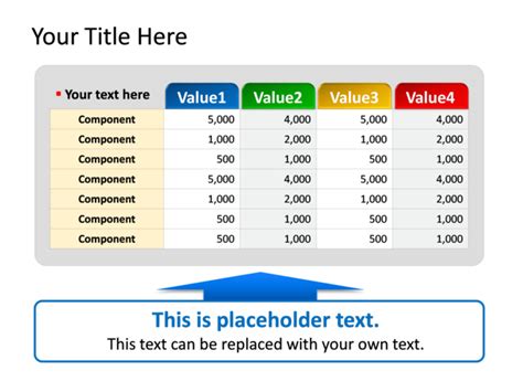 PowerPoint Slide Diagram Table Multicolor Tables TG CrystalGraphics
