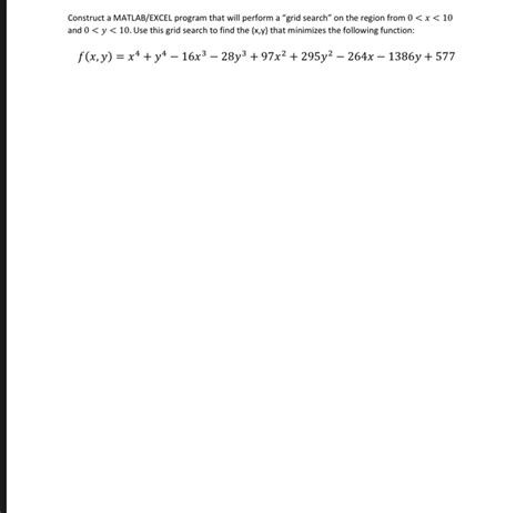 Solved Construct A Matlabexcel Program That Will Perform A
