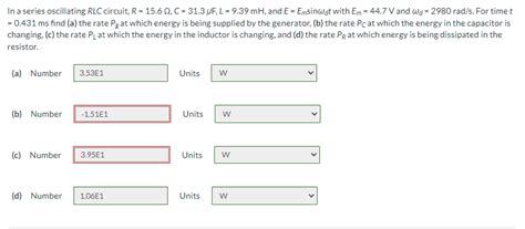 Solved In A Series Oscillating RLC Circuit Chegg