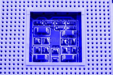 Cpu Socket On A Computer Motherboard Macro Close Stock Image Image Of Engineering Electricity