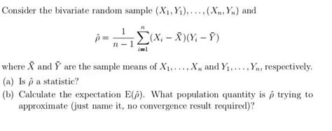Solved Consider The Bivariate Random Sample