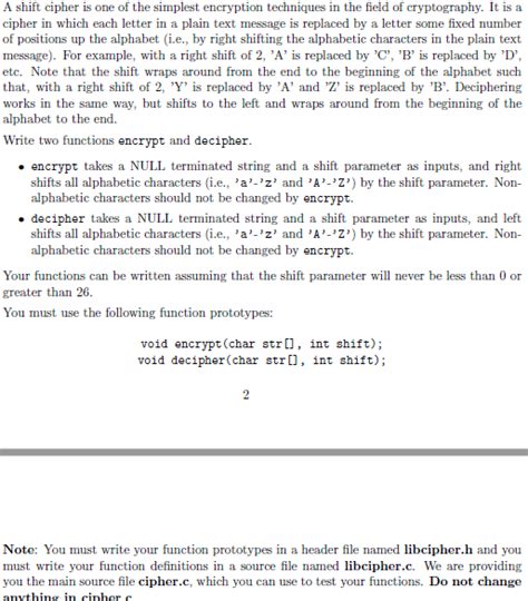 Solved A Shift Cipher Is One Of The Simplest Encryption