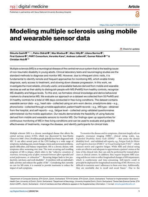 pdf modeling multiple sclerosis using mobile and wearable sensor data