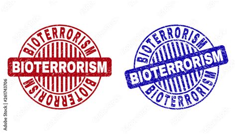 Grunge Bioterrorism Round Stamp Seals Isolated On A White Background
