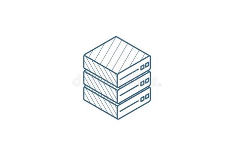 Data Center Server Isometric Icon 3d Line Art Technical Drawing Editable Stroke Vector Stock