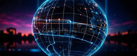 Digital World Map Globe Concept Of Global Connection Network And Data Transfer Technology