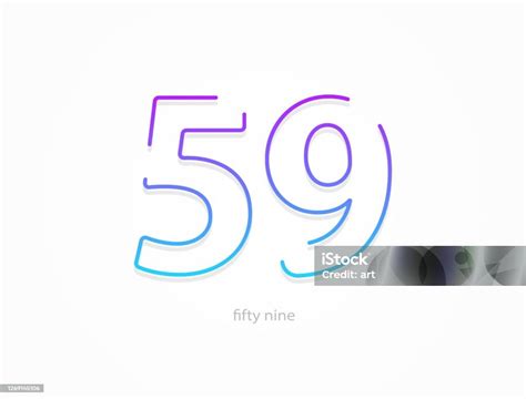59 번호 윤곽 스트로크 그라데이션 글꼴 트렌디하고 역동적인 크리에이티브 스타일 디자인 로고 브랜드 라벨 디자인 요소 응용 프로그램 등을 위해 격리된 벡터 그림 0명에 대한