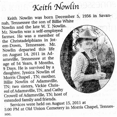 Keith Nowlin 1956 2011 Find A Grave Memorial