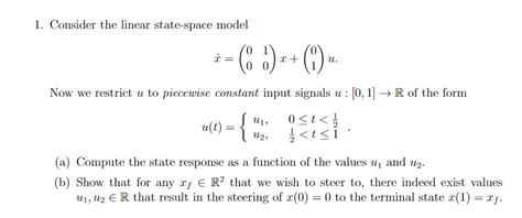Solved 1 Consider The Linear State Space Model Ic 0