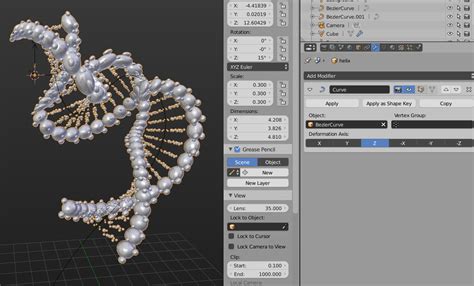 Modifiers Need Double Helix Mesh To Follow Bezier Curve Blender Stack Exchange