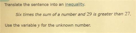 Solved Translate The Sentence Into An Inequality Six Times