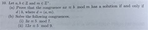 Solved Let A B Elementof Z And M Elementof Z A Prove Chegg