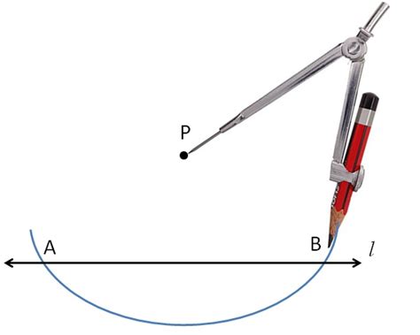 Perpendicular To A Line Through A Point Not On It Using Compass