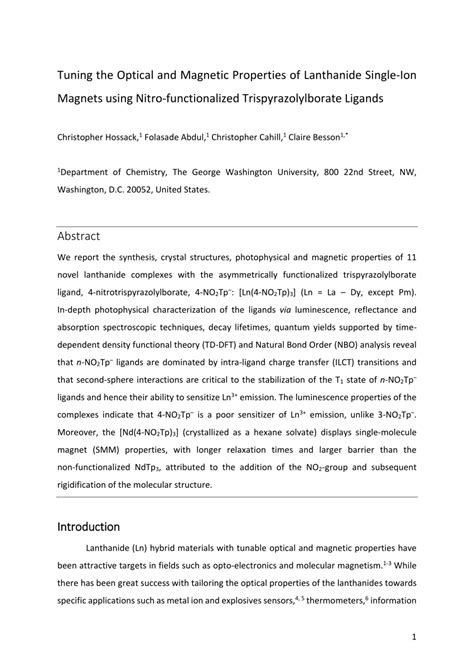 Pdf Tuning The Optical And Magnetic Properties Of Lanthanide Single