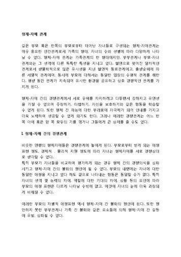 형제자매 간의 경쟁관계