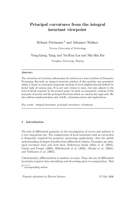 Pdf Principal Curvatures From The Integral Invariant Viewpoint