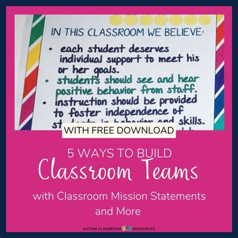 5 Ways To Build Teamwork With Classroom Mission Statements In The