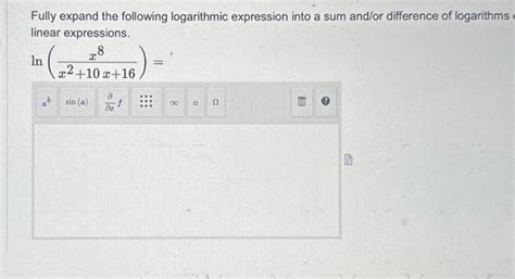 [solved] fully expand the following logarithmic expression