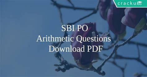SBI PO Arithmetic Questions PDF Cracku