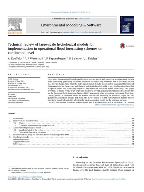 Pdf Technical Review Of Large Scale Hydrological Models For Implementation In Operational