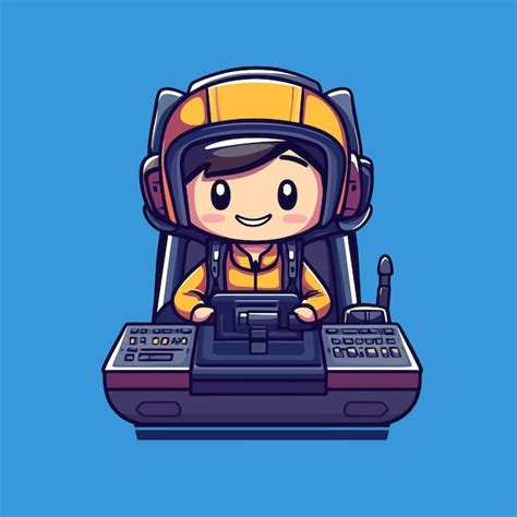 cute pilot controlling aircraft cartoon vector premium ai generated