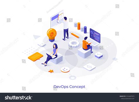 Conceptual Template People Working On Computers Stock Vector Royalty