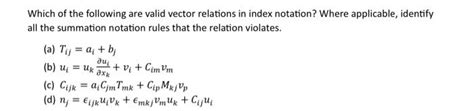 Solved Which Of The Following Are Valid Vector Relations In Chegg Com