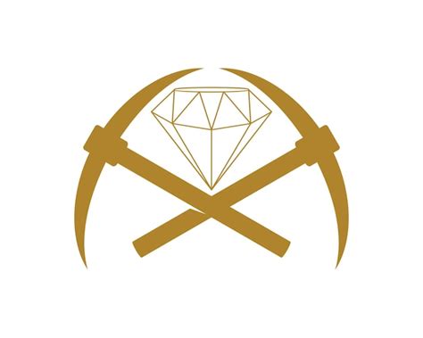 Premium Vector Mining Axe Crossed With Diamond Gem In The Middle