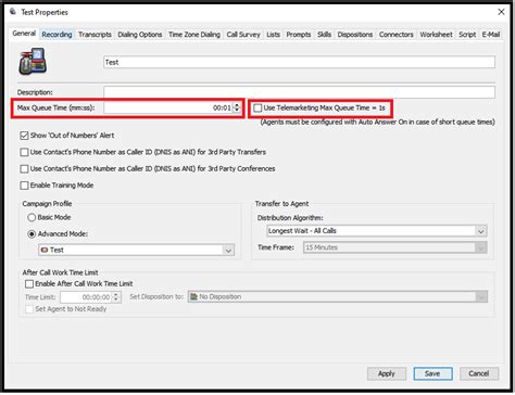 Administrator Outbound Max Queue Time