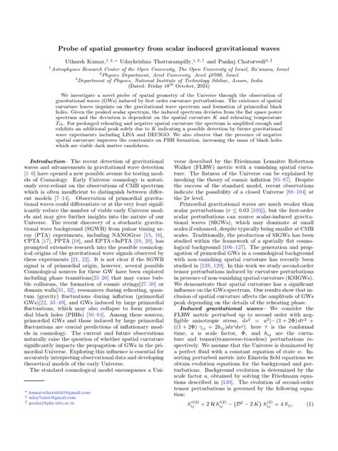 Probe Of Spatial Geometry From Scalar Induced Gravitational Waves Pdf