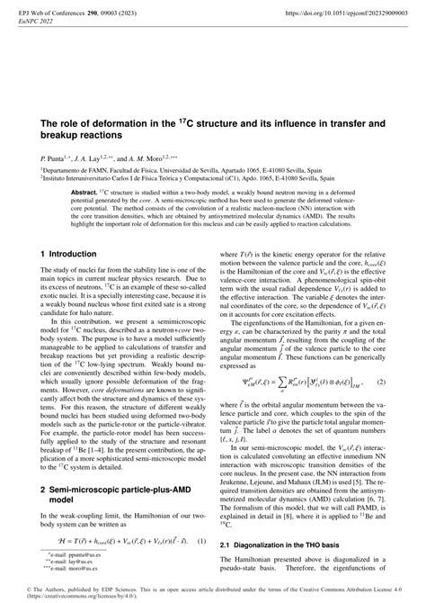 Pdf The Role Of Deformation In The 17 C Structure And Its Influence In Transfer And Breakup