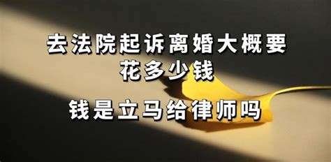 去法院起诉离婚大概要花多少钱，钱是立马给律师吗？ 知乎