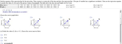 solved find the equation of the regression line for the